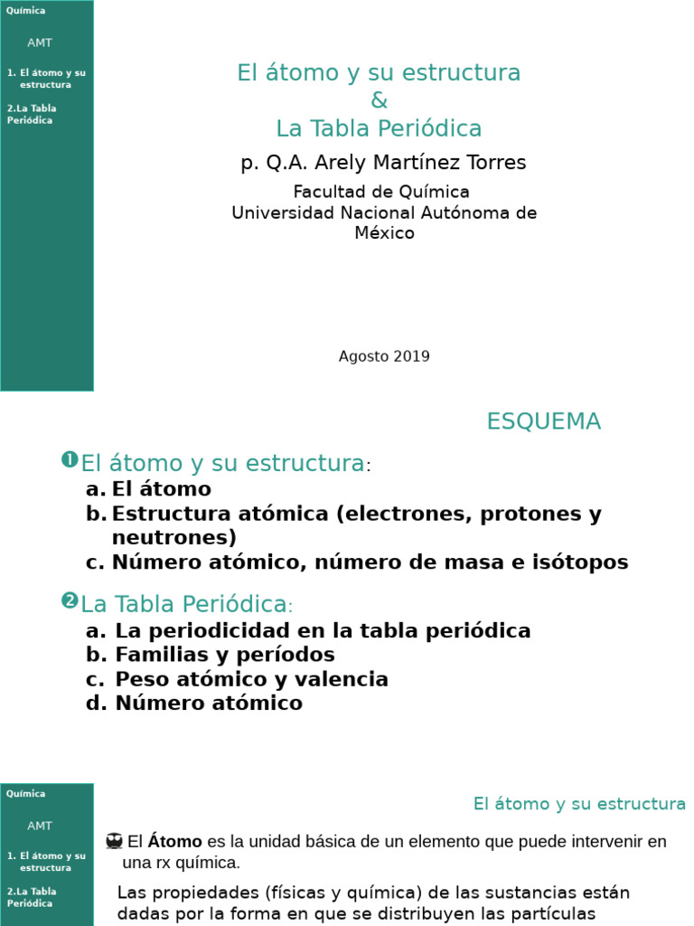 El Átomo y La Tabla Periódica-AMT2019 | PDF | Química | Tabla periódica