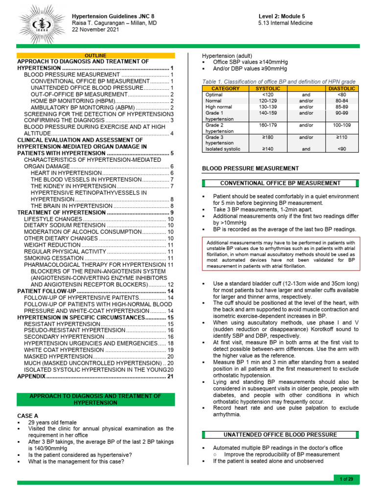 JNC 8 Hypertensive Urgency Guidelines | PDF | Hypertension | Blood Pressure