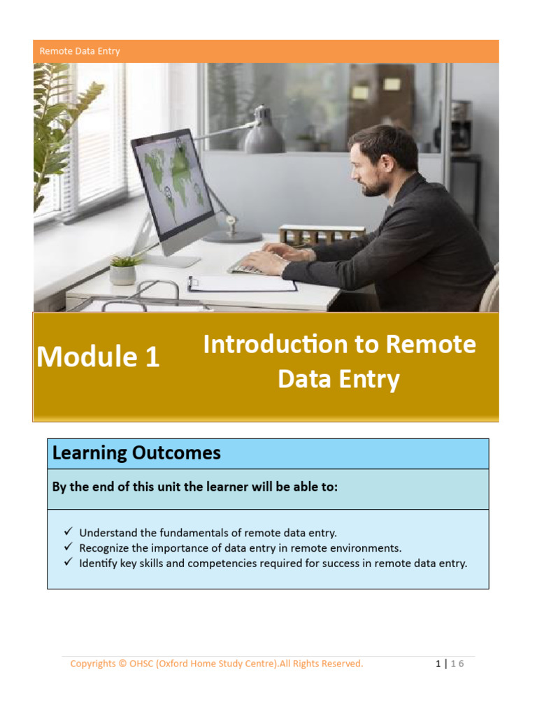 1730814304module 1 Introduction To Remote Data Entry | PDF | Computer ...