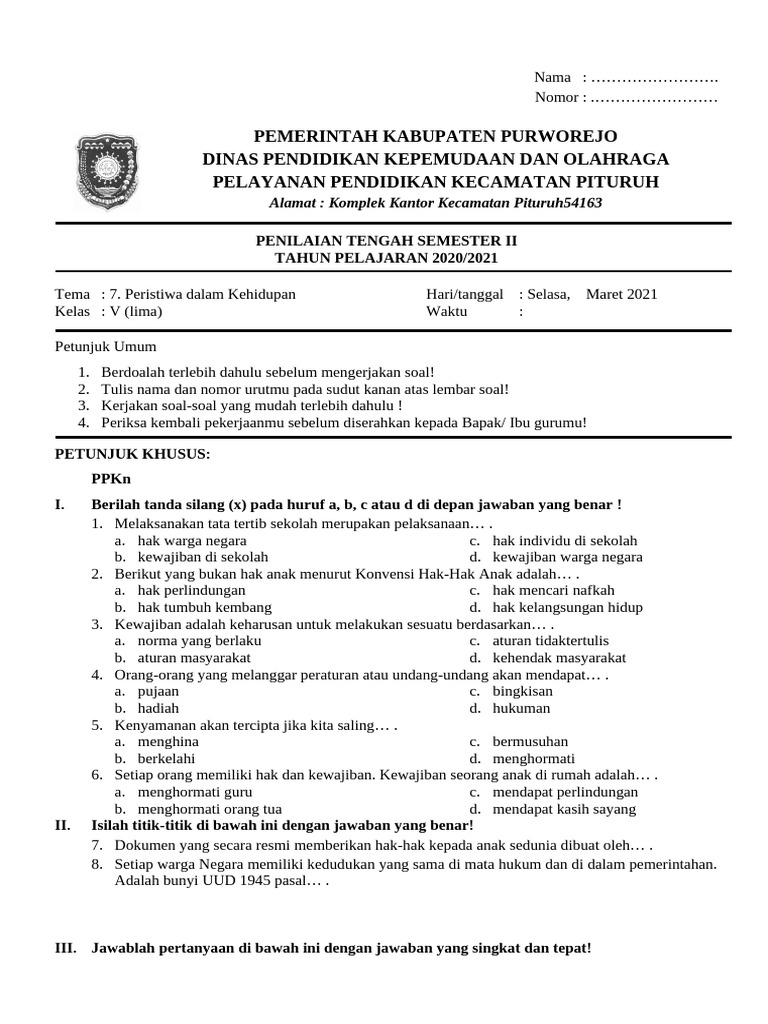 PTS Tema 7 Kelas 5 | PDF