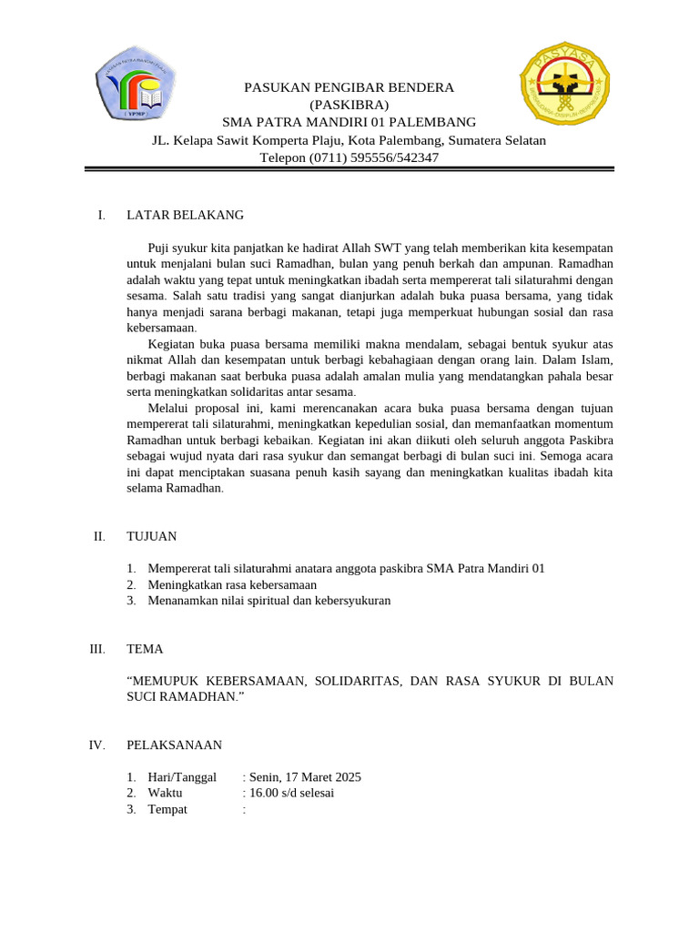 Proposal Bukber Pasyasa 2025 | PDF
