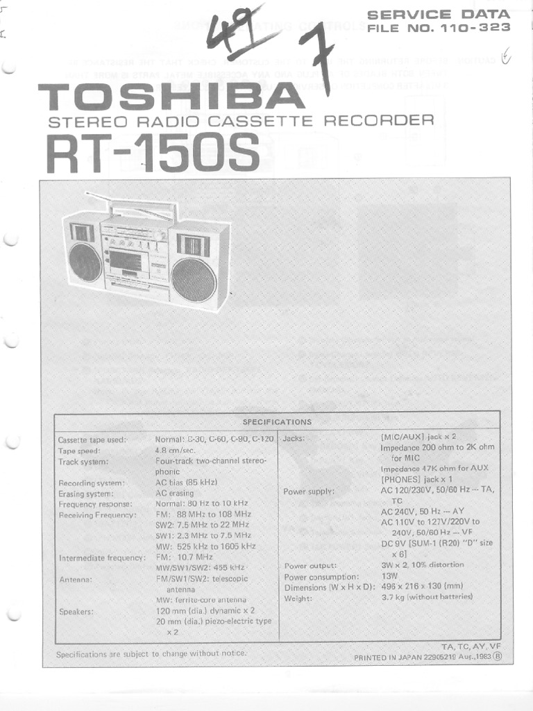 Toshiba rt-150s SM | PDF