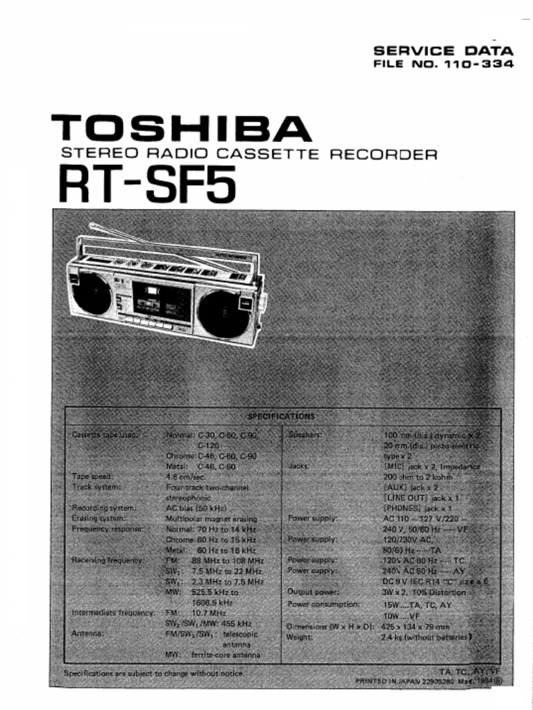 Toshiba rt-sf5 SM | PDF