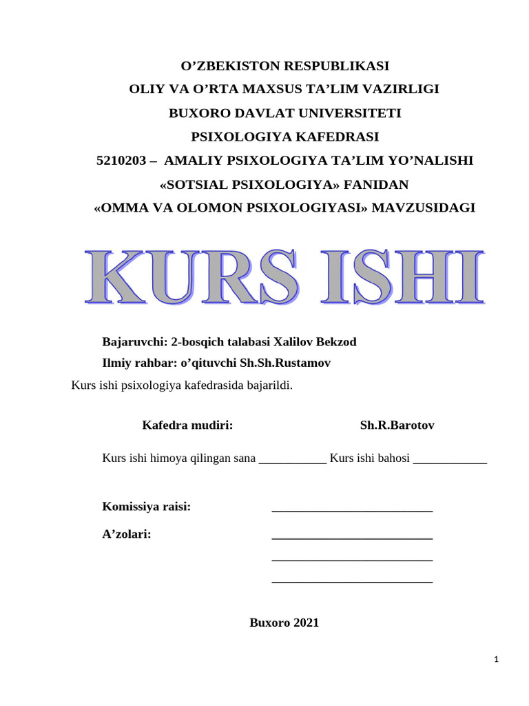 BEKZOD KURS ISHI (2) | PDF