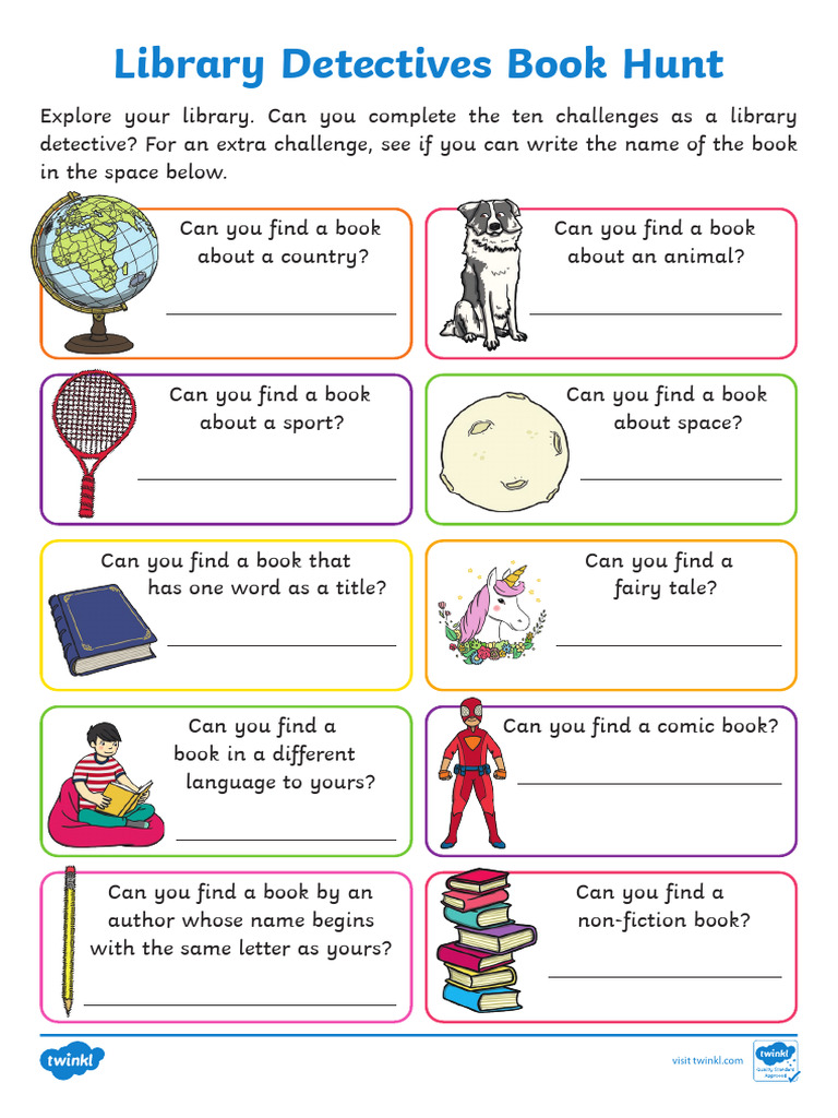 T L 527520 ks1 Library Detectives Book Hunt Activity Signs and Posters ...