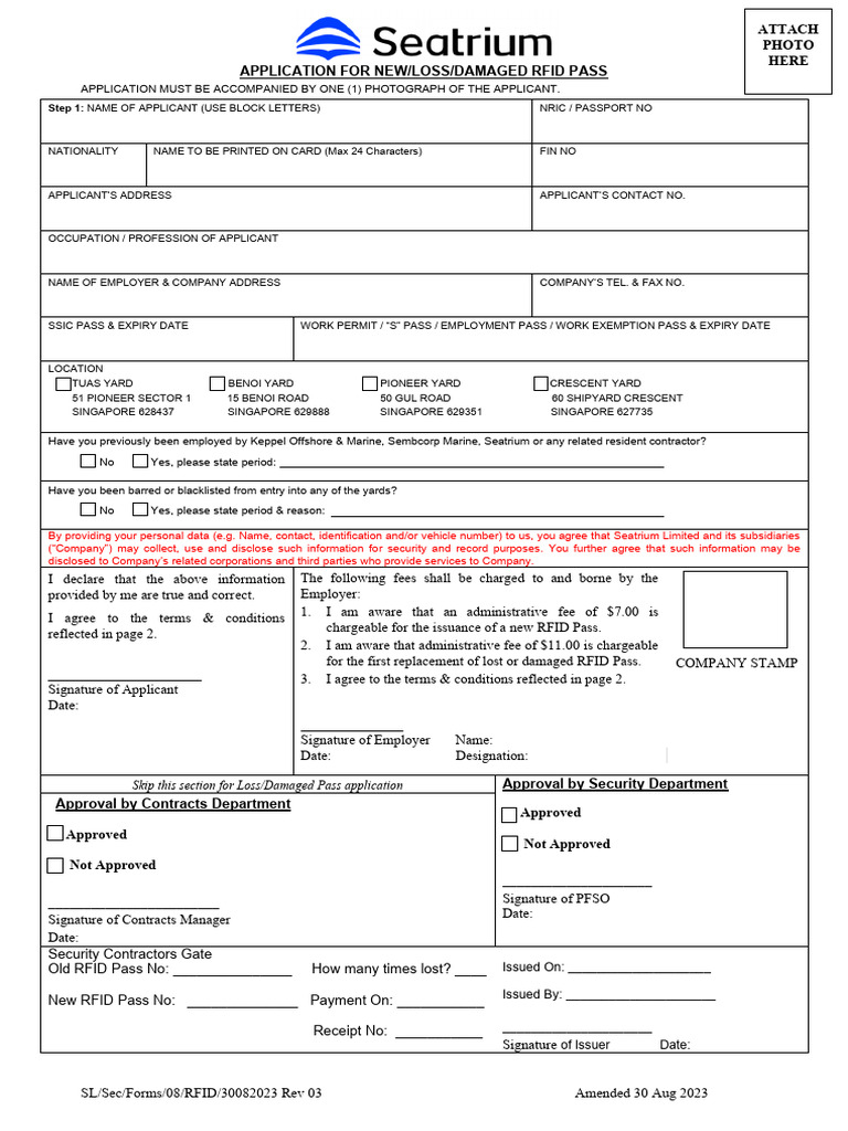 RFID Card Application Form - 20230915 - 124344 | PDF | Radio Frequency ...