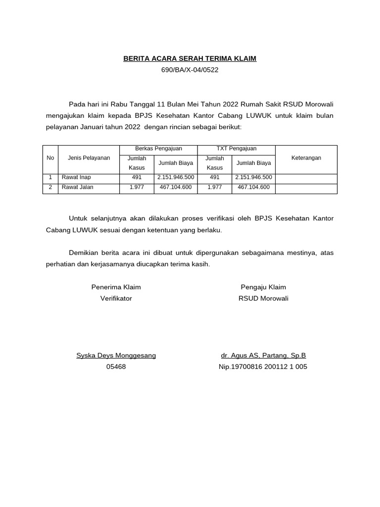 Serah Terima Klaim | PDF