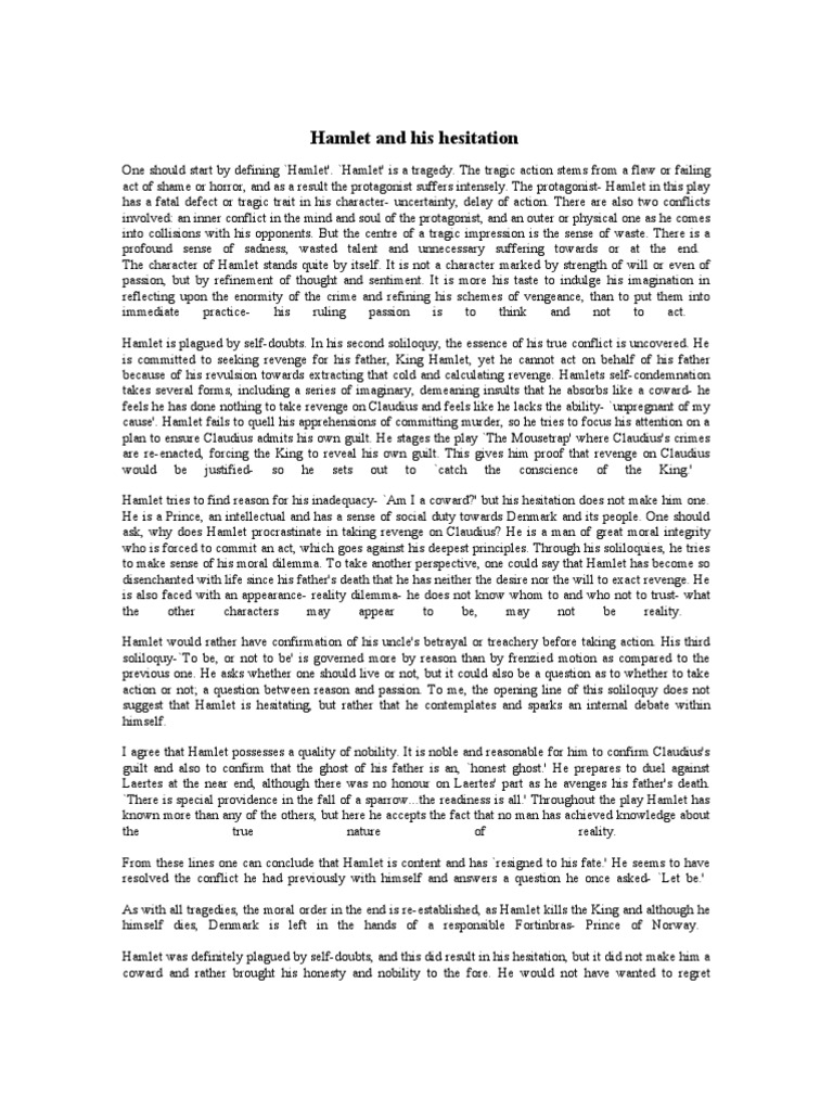 Hamlet Conflicts | PDF | Hamlet | Disaster And Accident