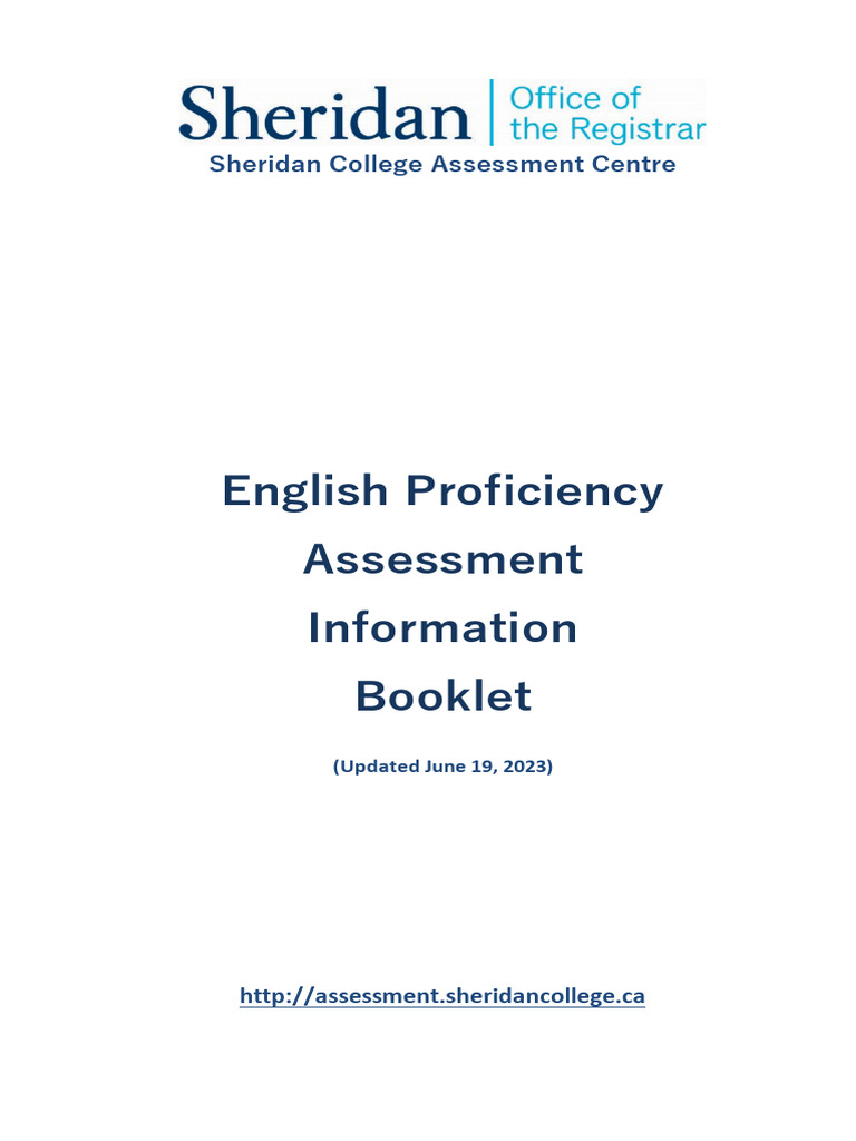 English Proficiency Assessment Information Booklet | PDF | Vitamin ...
