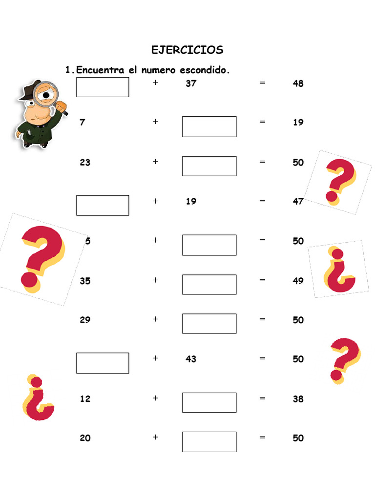 Ejercicios de Números Escondidos | PDF
