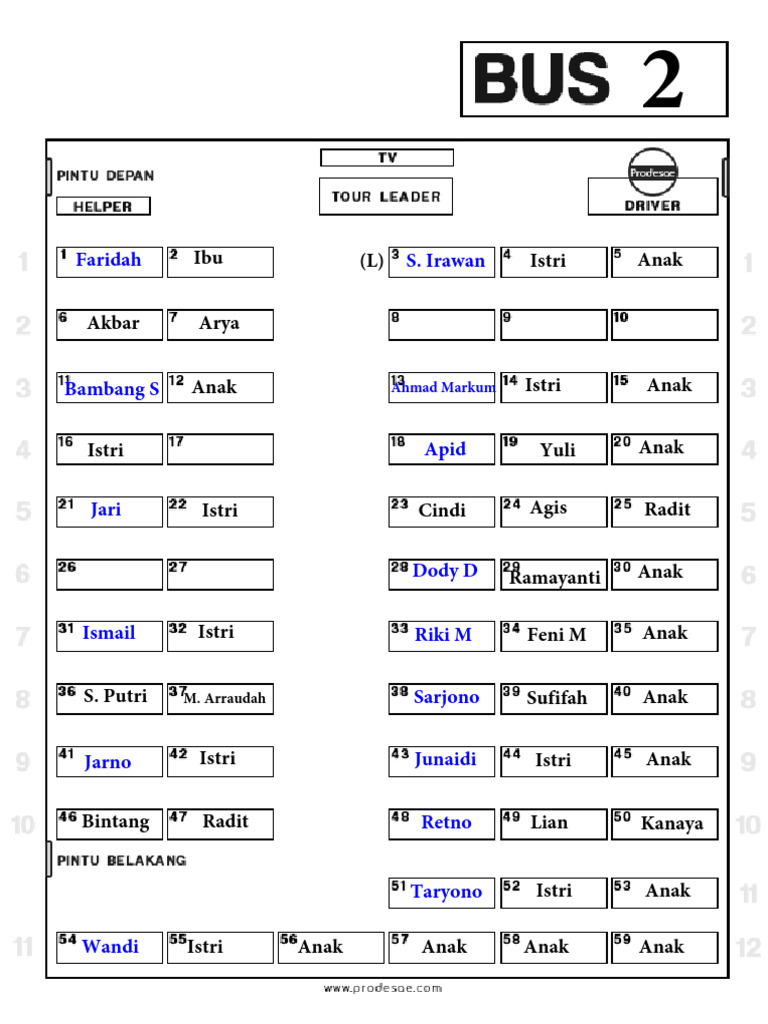 Denah Kursi BUS 2 | PDF
