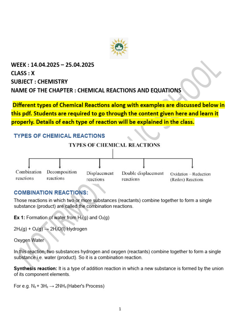 14.04.2025 - 25.04.2025_X_Chemistry [Chapter 1 - Chemical Reactions and ...