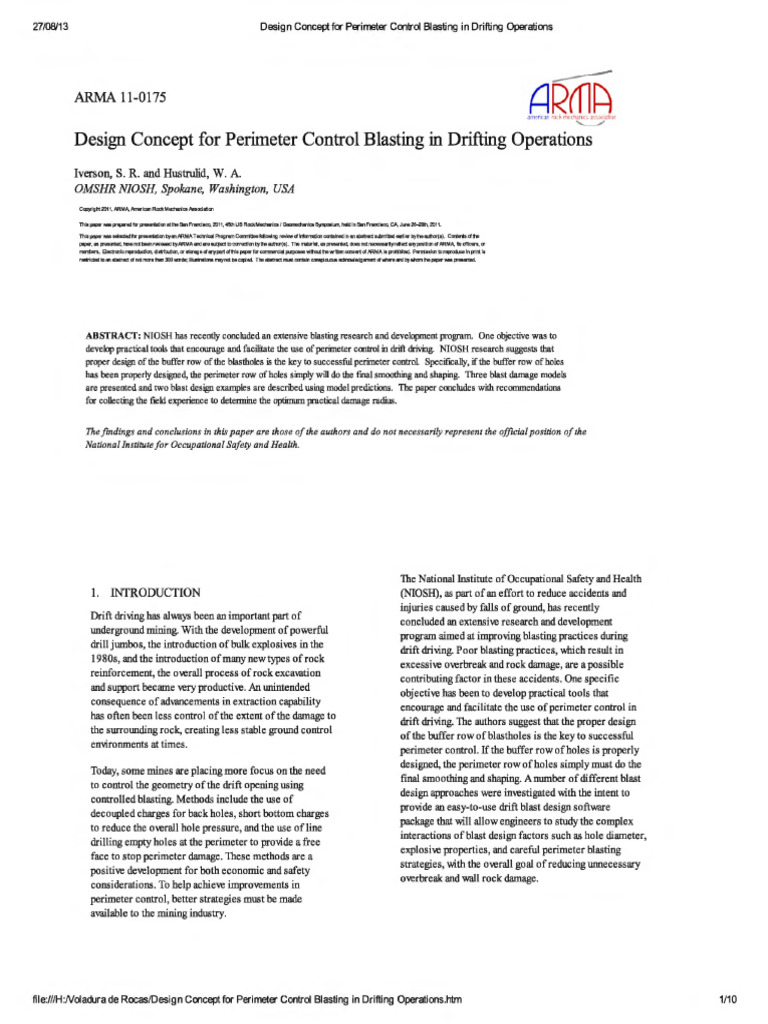 Perimeter Control Blasting Design Guide | PDF | Stress (Mechanics ...