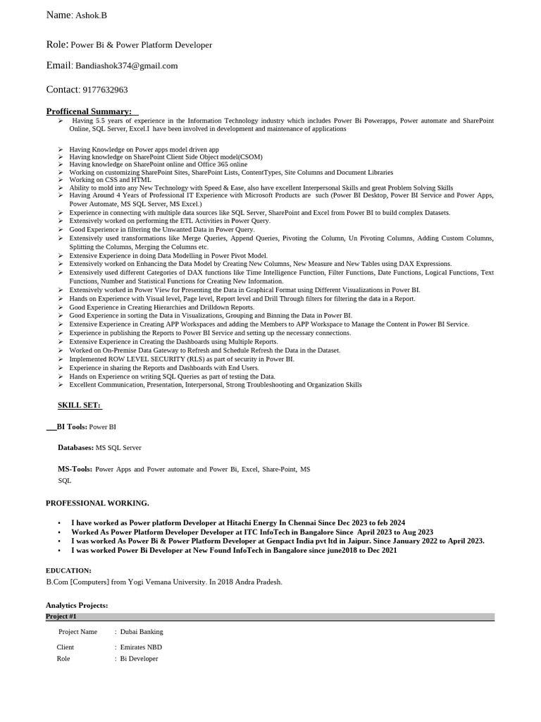 Ashok B (5y - 5m) - Power Platform Maintenance Specialist | PDF ...