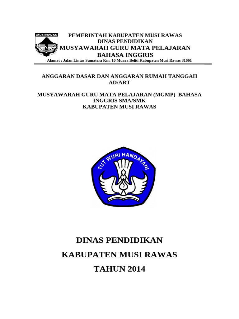 AD/ART MGMP Bahasa Inggris Musi Rawas | PDF