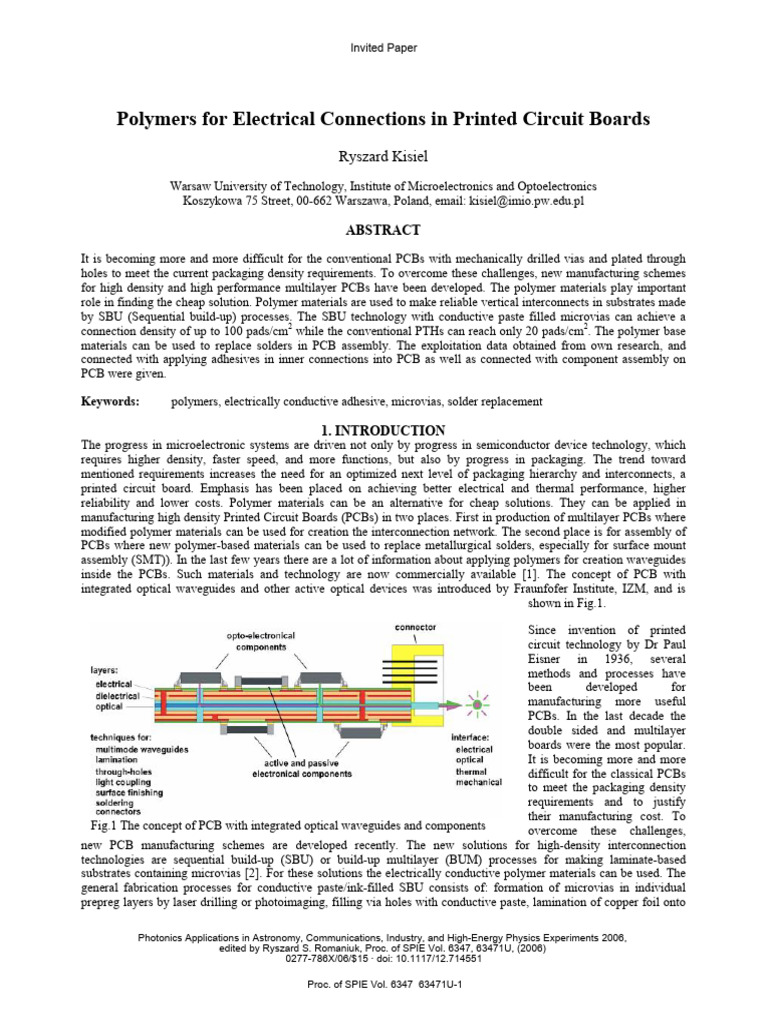 Polymers For Electrical Connections in PCBs | PDF | Printed Circuit ...