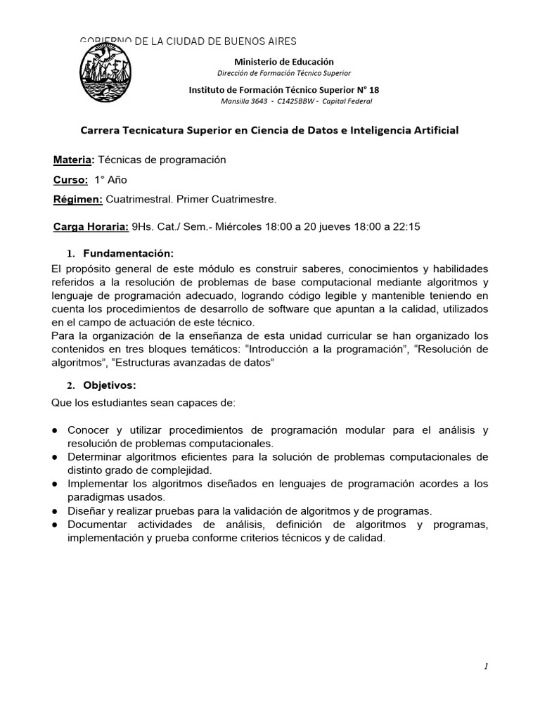 Tscdia Tecnicas de Programacion | PDF | Programación de computadoras | Algoritmos