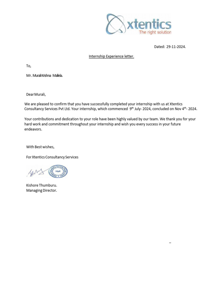 Murali - Relieving Letter | PDF