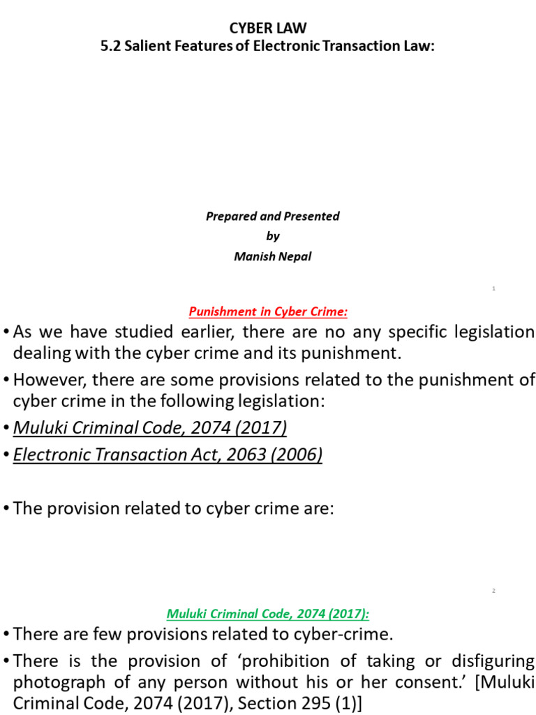 Cyber Crime Provisions in Muluki Code | PDF | Crimes | Crime & Violence
