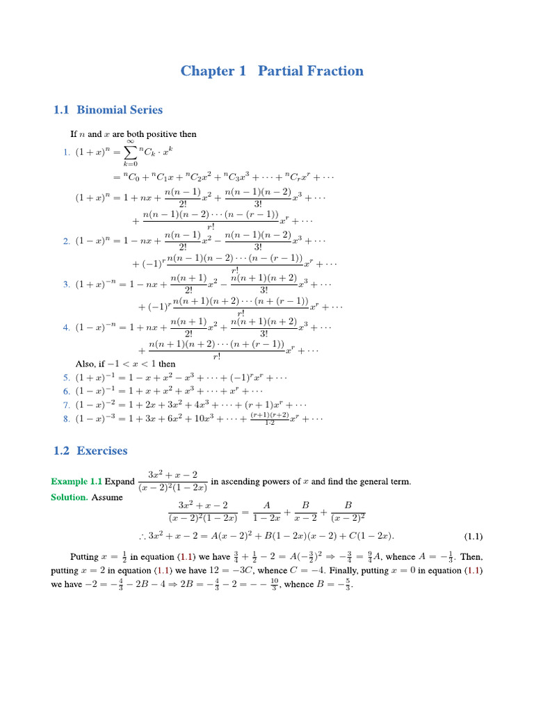 Partial Fraction Exercises | PDF