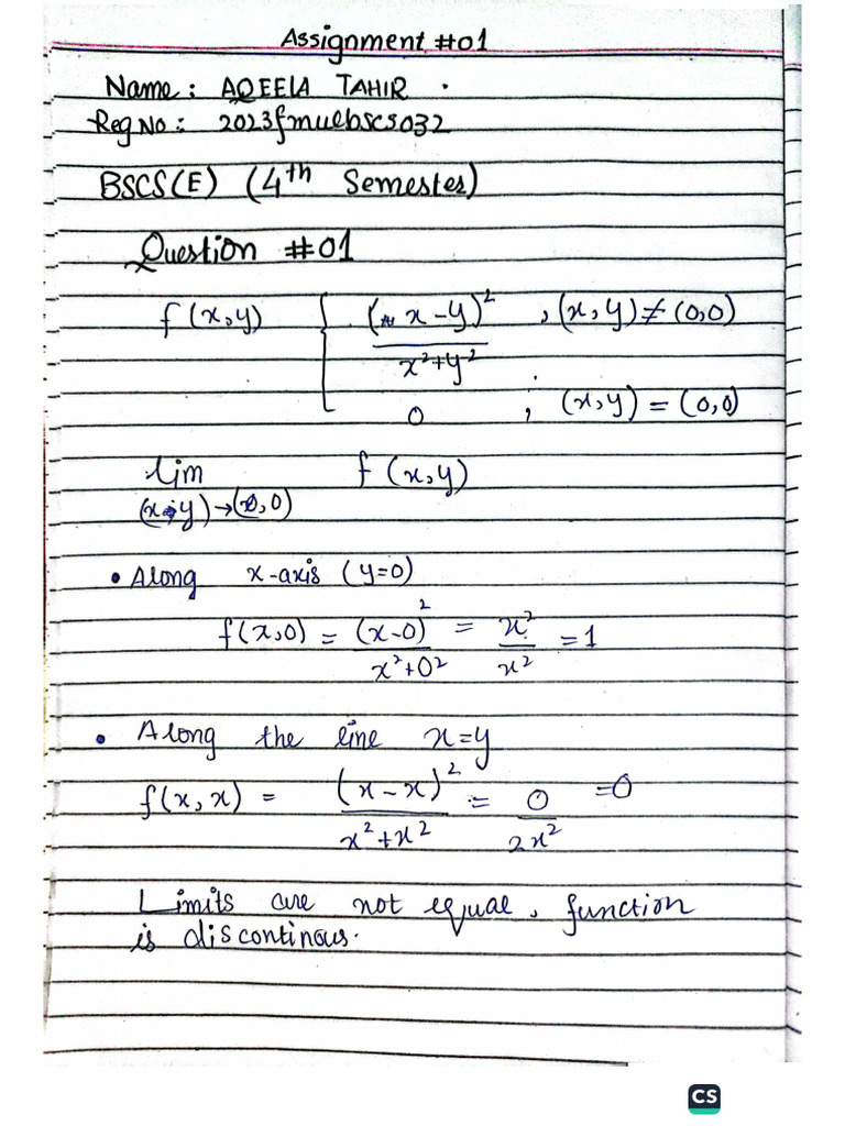 Multivariable Calculus Assignment 1 Roll No 032 Pdf