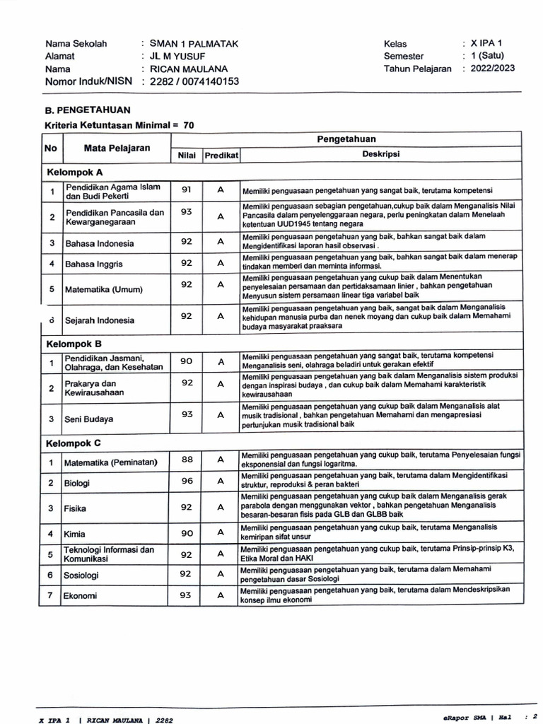 Rapot Rican Bes | PDF