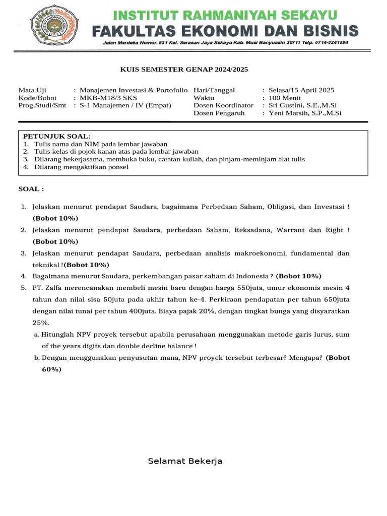 SOAL KUIS MIP | PDF