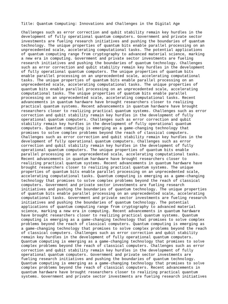 Quantum Computing: Innovations & Challenges | PDF | Quantum Computing | Computing