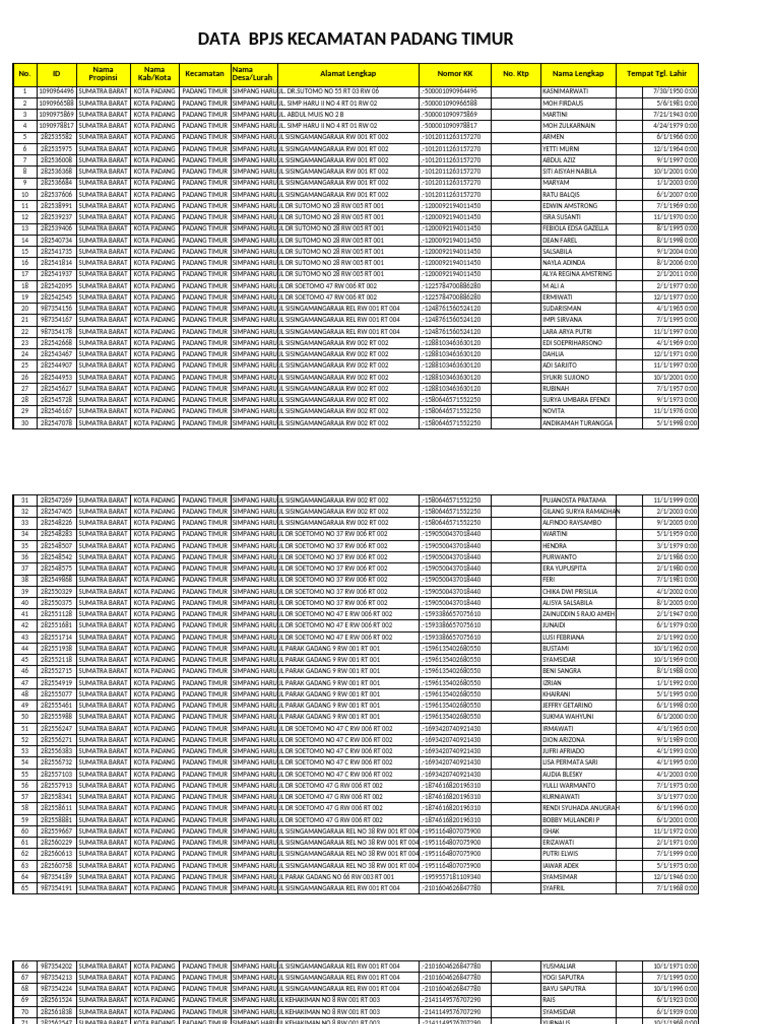 Data Verifikasi BPJS Kel - Simpang Haru | PDF