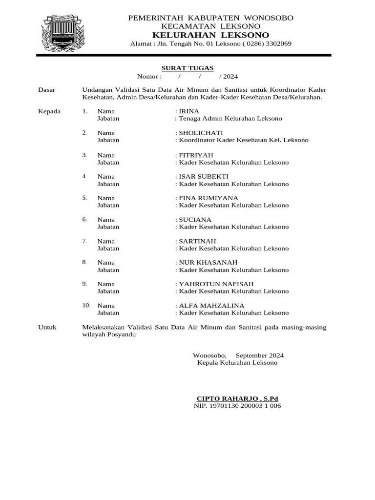 Surat - Tugas - Validasi - Data (1) Admin 2 | PDF