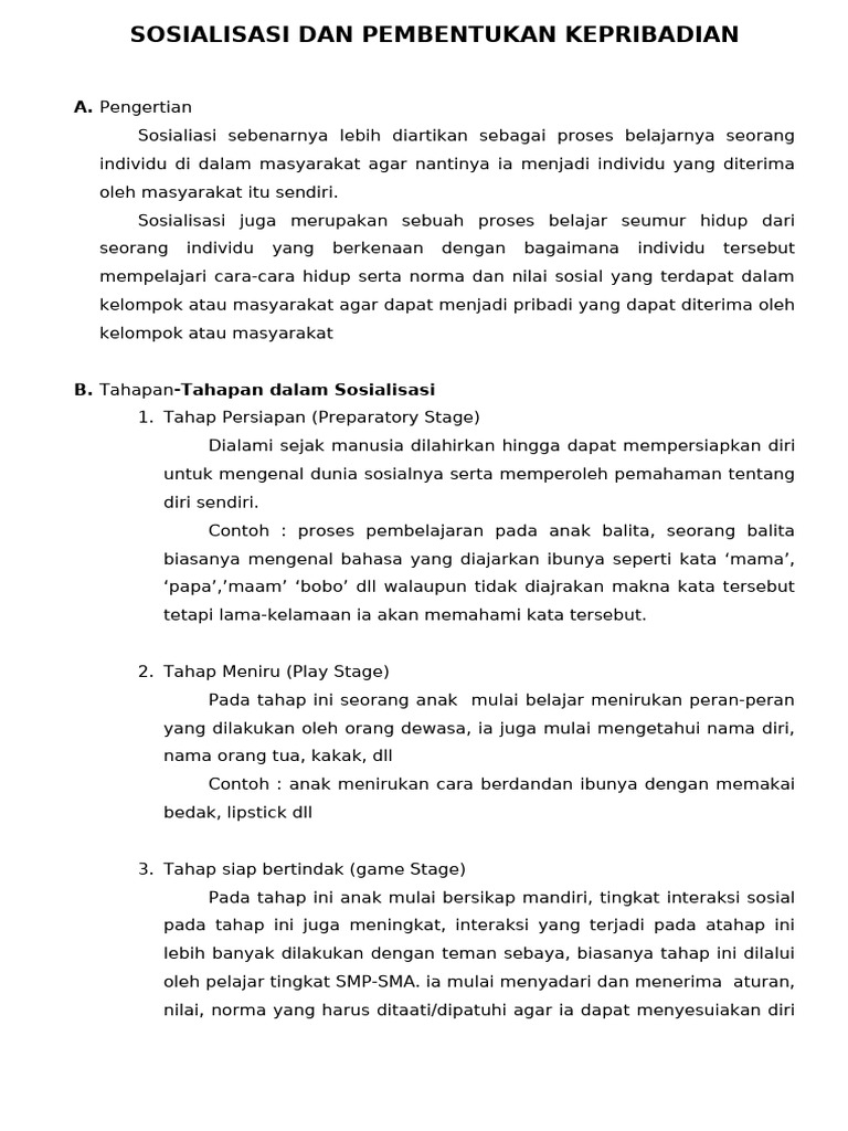 Proses Sosialisasi dan Kepribadian | PDF