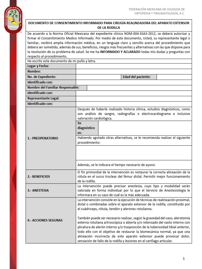 Cirugía Realineadora Del Aparato Extensor de La Rodilla Final | PDF ...