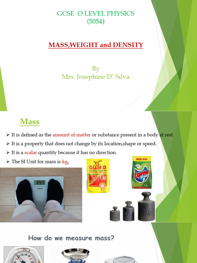 Mass Weight and Density PDF | PDF | Weight | Density