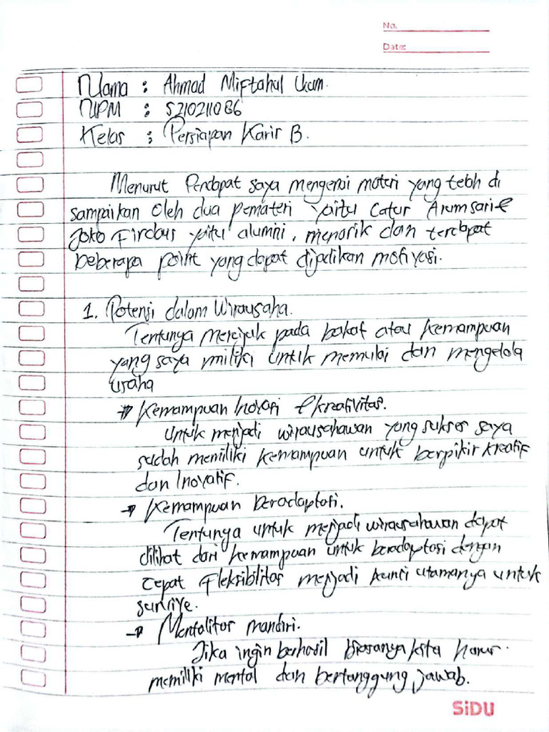 AHMAD MIFTAHUL ULUM - Persiapan Karir B | PDF