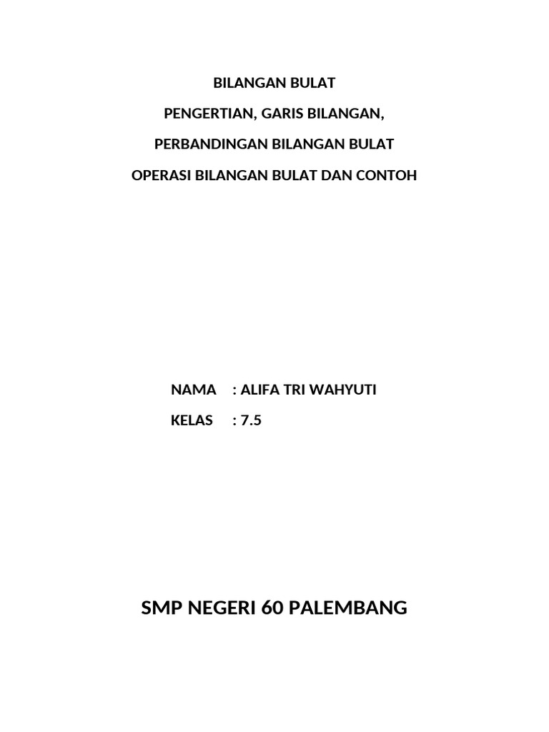 Cover Bilangan Bulat | PDF