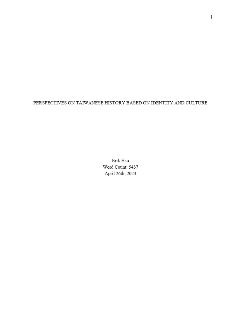 Perspectives On Taiwanese History Based On Identity and Culture | PDF ...