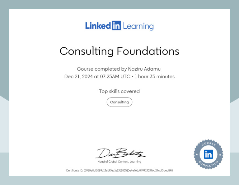 Consulting Foundations Course Completion | PDF