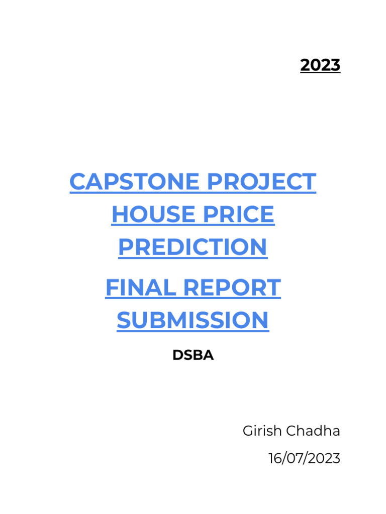 Girish Chadha Capstone Final Report Submission 16 Jul 23 | PDF | Coefficient Of Determination ...
