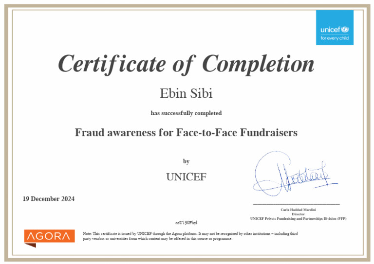 Fraud Awareness F2F Fundraisers - Certificate - Fraud Awareness For ...