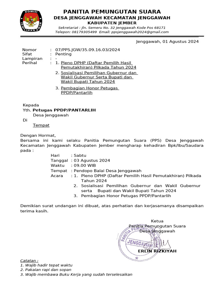 Undangan Pleno DPHP | PDF
