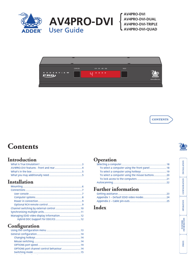 KVM Switch Man-Av4pro-Dvi | PDF | Usb | Computer Keyboard
