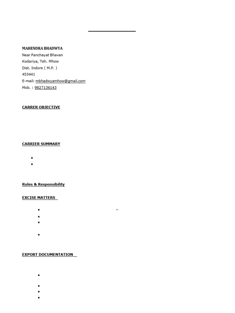 Mahendra CV New | PDF | Logistics