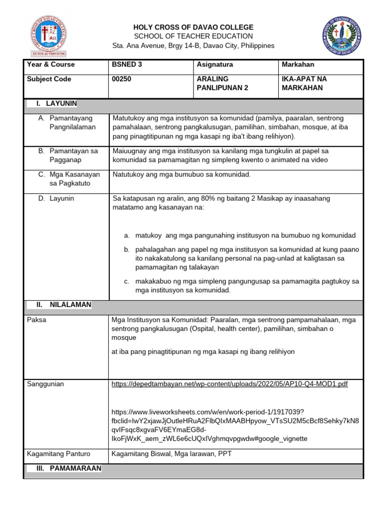 LP - AP (MGA INSTITUSYON SA KOMUNIDAD | PDF