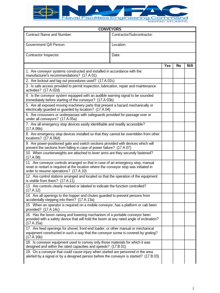 Conveyor Safety Checklist 08 | PDF | Safety