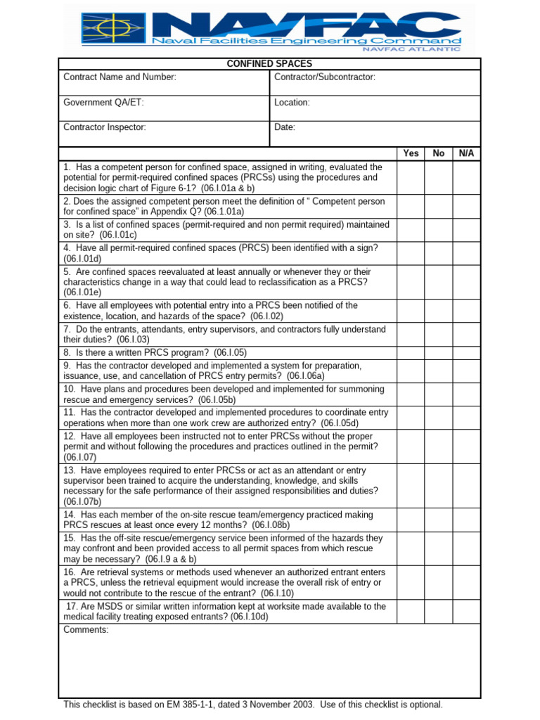 Confined Space Safety Checklist 08 | PDF | Working Conditions | Workplace