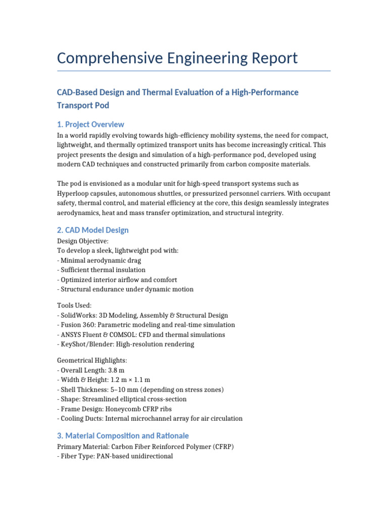 High-Performance Pod Engineering Report | PDF | Materials | Building Engineering