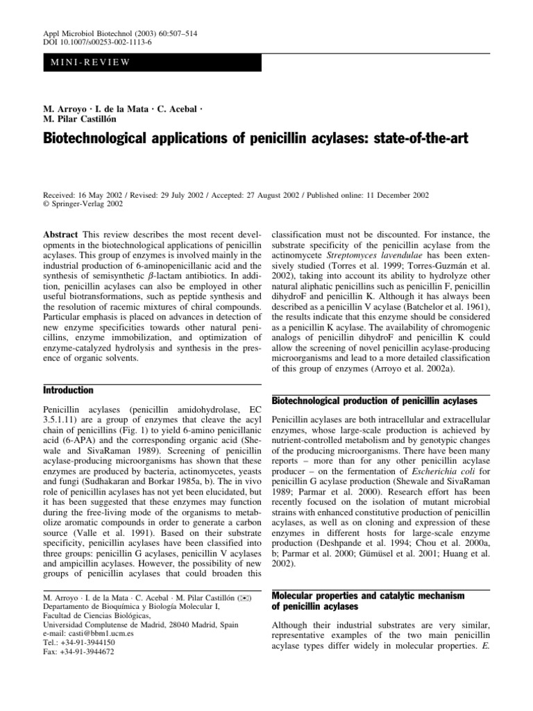 Biotechnological Applications of Penicil | PDF | Enzyme | Penicillin