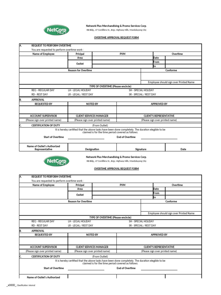 OT-Form | PDF | Working Time | Labor
