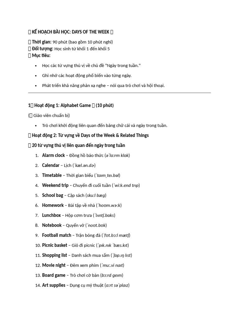 Khct Days of the Week | PDF