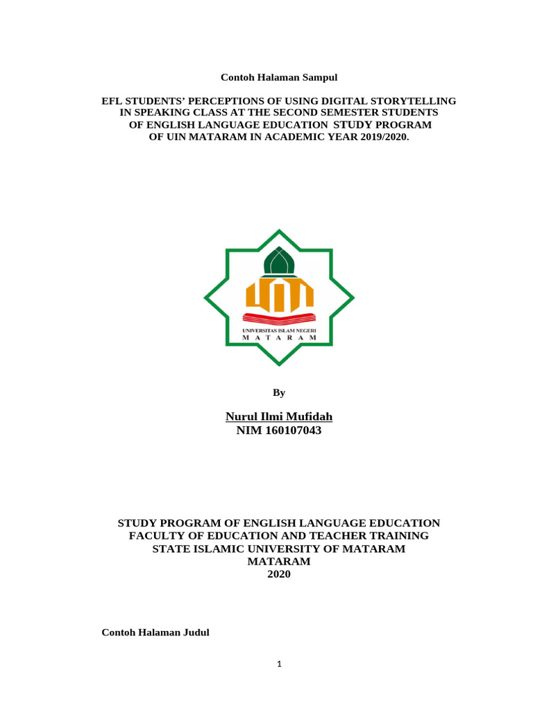 Contoh Bagian Awal Thesis TBI | PDF | Thesis